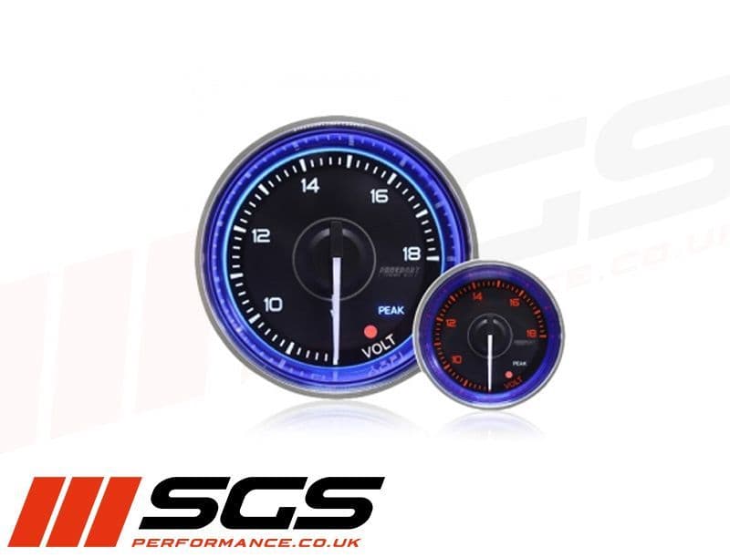 Prosport 52mm Crystal Blue Peak/Warning Voltage Gauge