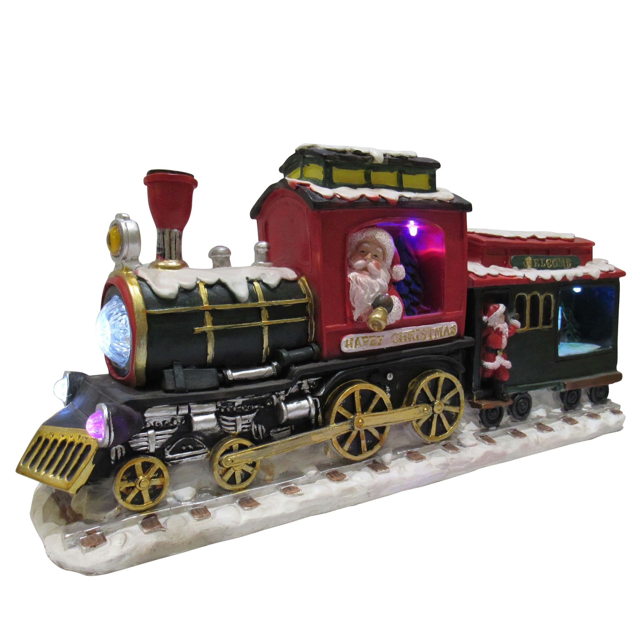 Light Up Santa Train Ornament Christmas Decoration LED Figurine ...