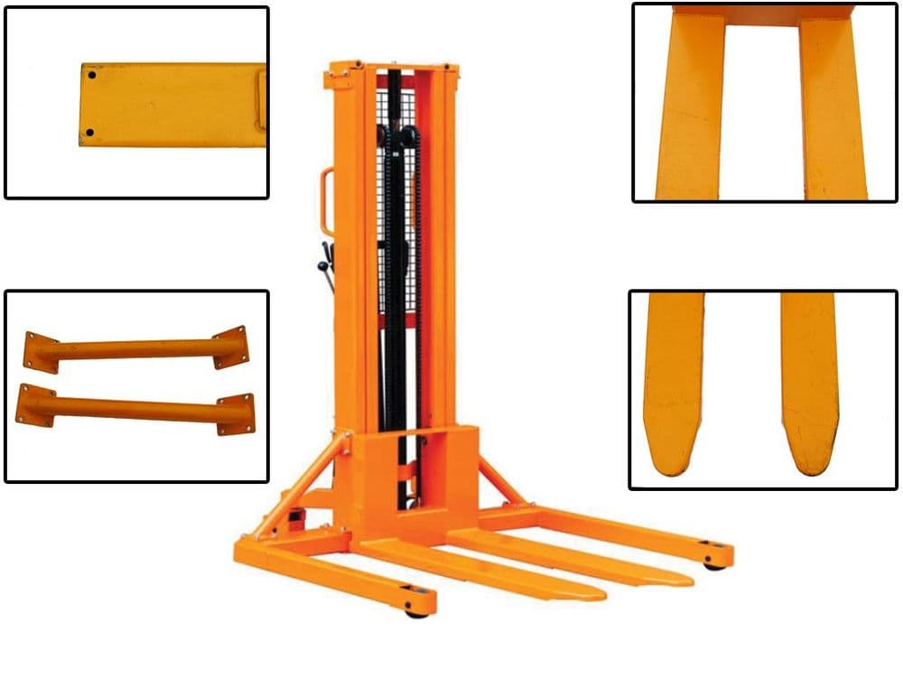 1 Ton x 2 8 Metre Straddle Leg Hand Stacker - 1000KG Fork Pallet Truck ...