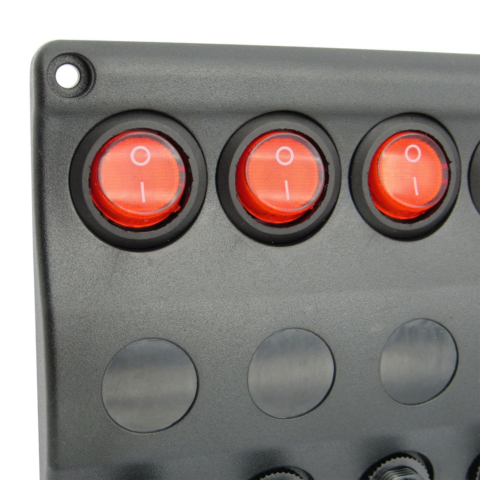 12V 8 Gang Wave Design Switch Panel - Circuit Breakers IP65 Water Resistant