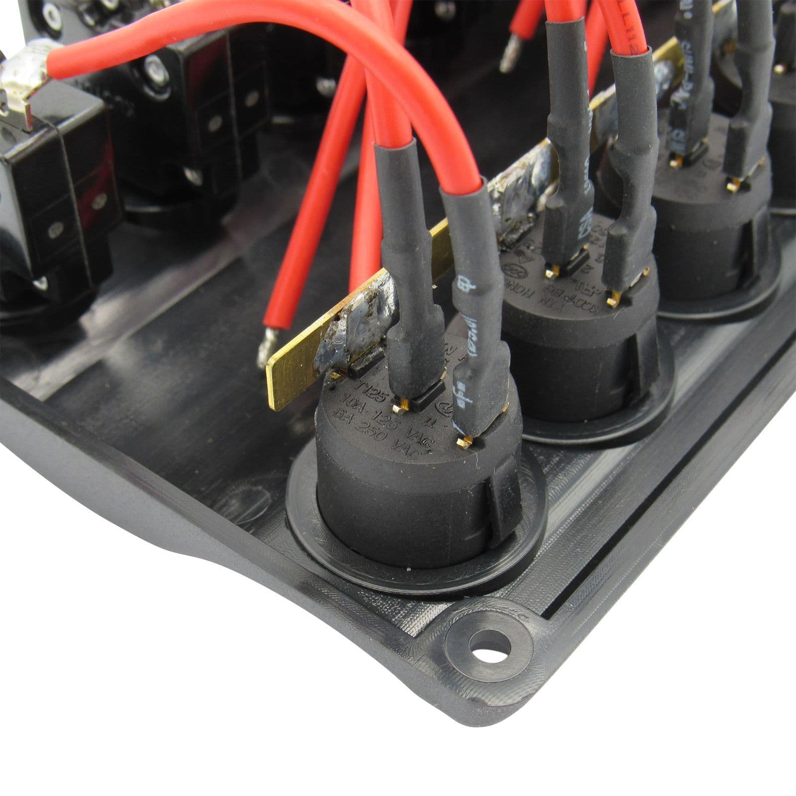 12V 8 Gang Wave Design Switch Panel - Circuit Breakers IP65 Water Resistant