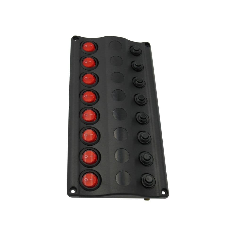 12V 8 Gang Wave Design Switch Panel - Circuit Breakers IP65 Water Resistant