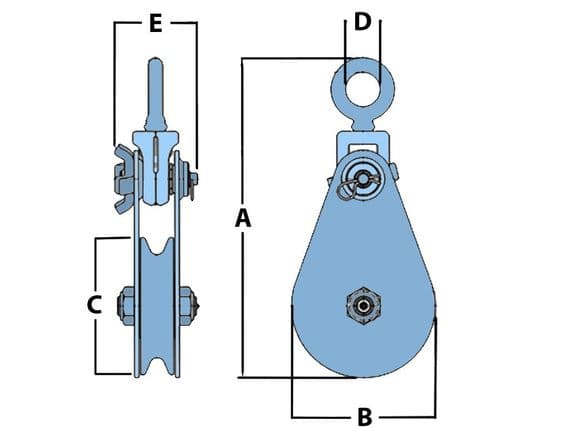 2 3 Ton 10" Tong Block With Swivel Round Eye - 19MM Wire Rope Safety ...