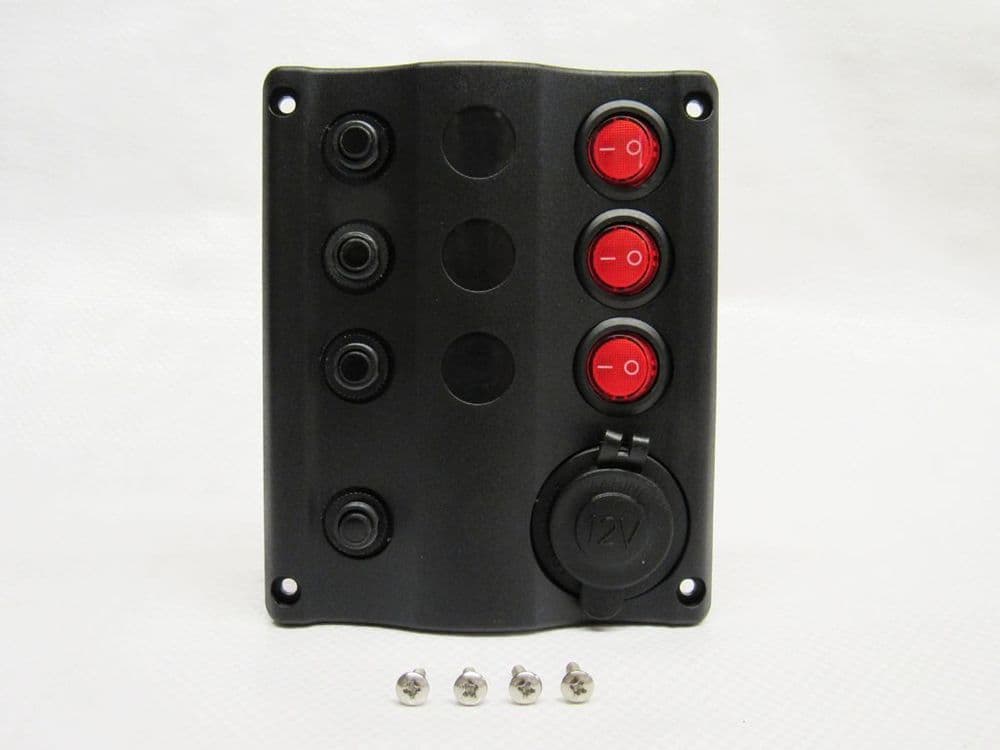 3 Gang Switch Panel 12V Circuit Breakers & Cigarette Socket Boat Marine