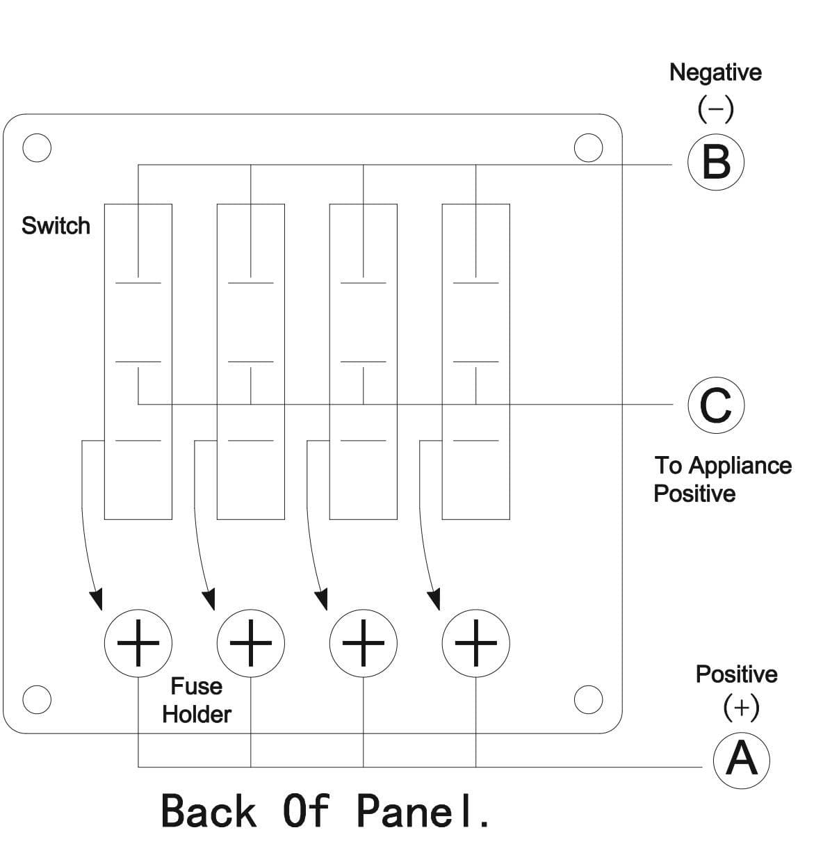 12V 4 Gang Switch Panel 12V | Securefix Direct