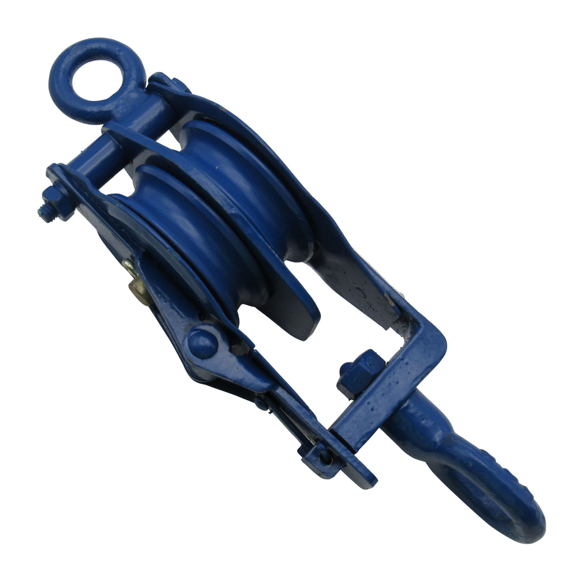5 Ton 250MM Double Sheave Snatch Block With Swivel Eye Blue Painted ...