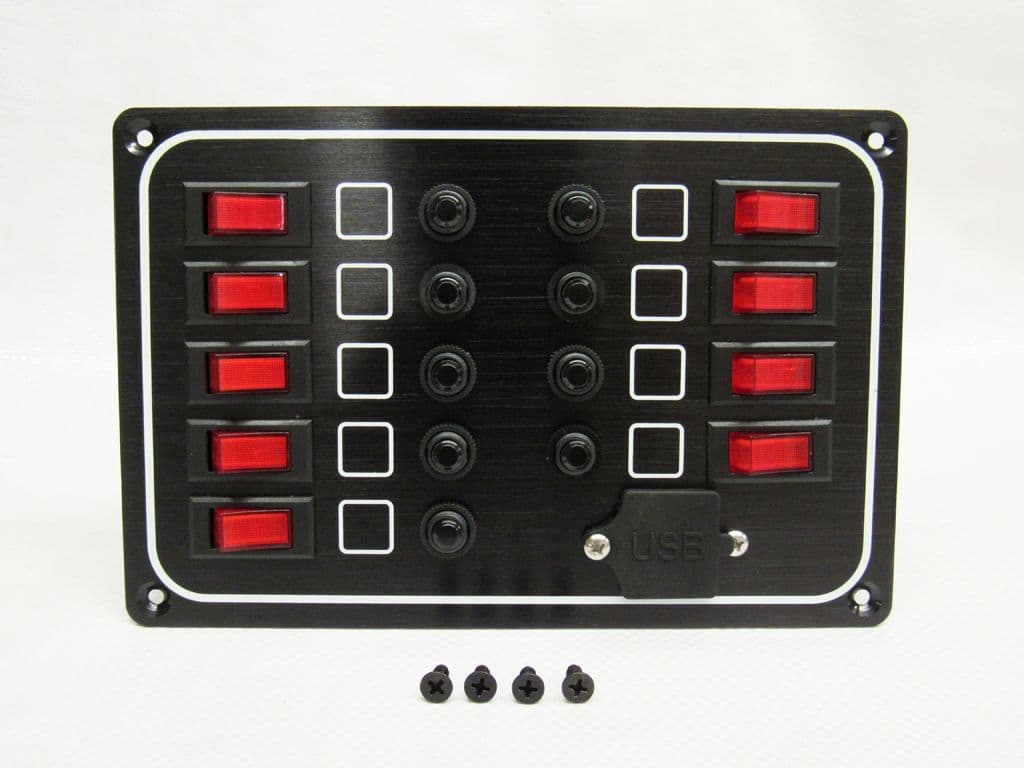 9 Gang Switch Panel 12V Circuit Breakers Dual USB Port Boat Marine Camper