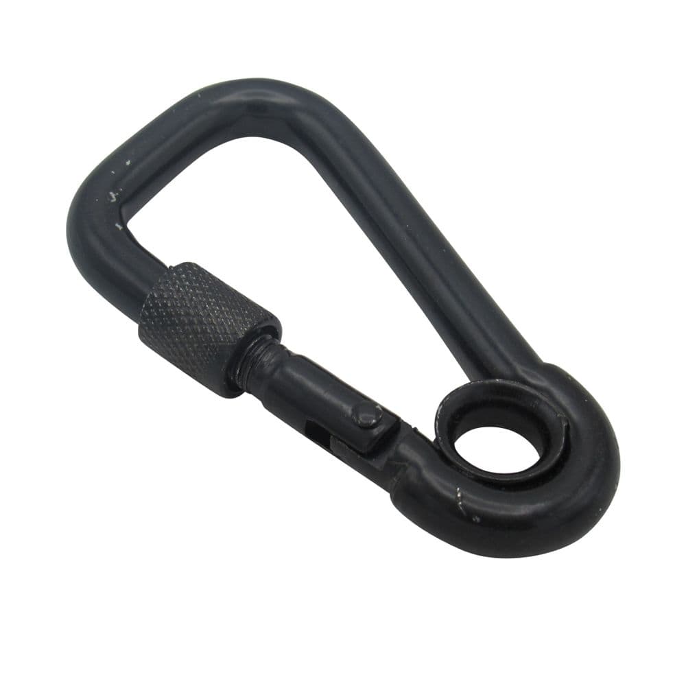 Black Assymetric Carbine Snap Hook 8MM Locking Nut Eyelet Gate Rope ...