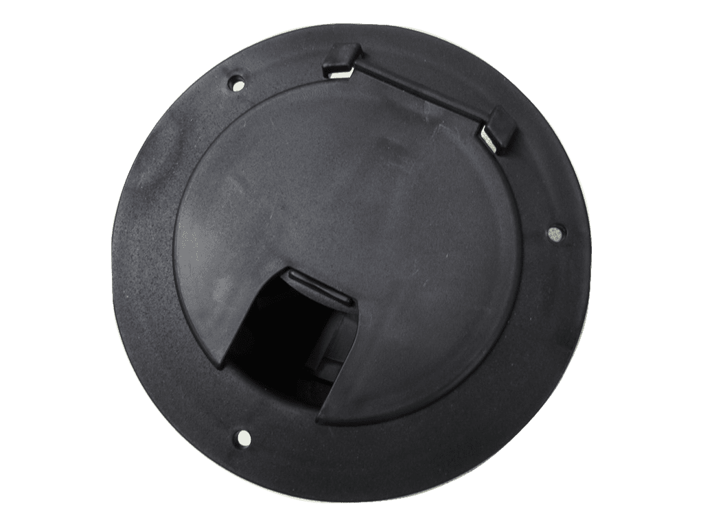 Black Round Hinged Cable Hatch | SecureFix Direct
