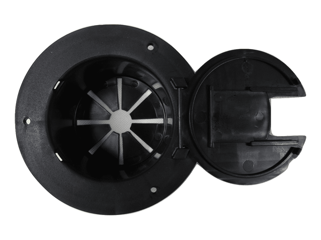 Black Round Hinged Cable Hatch | SecureFix Direct