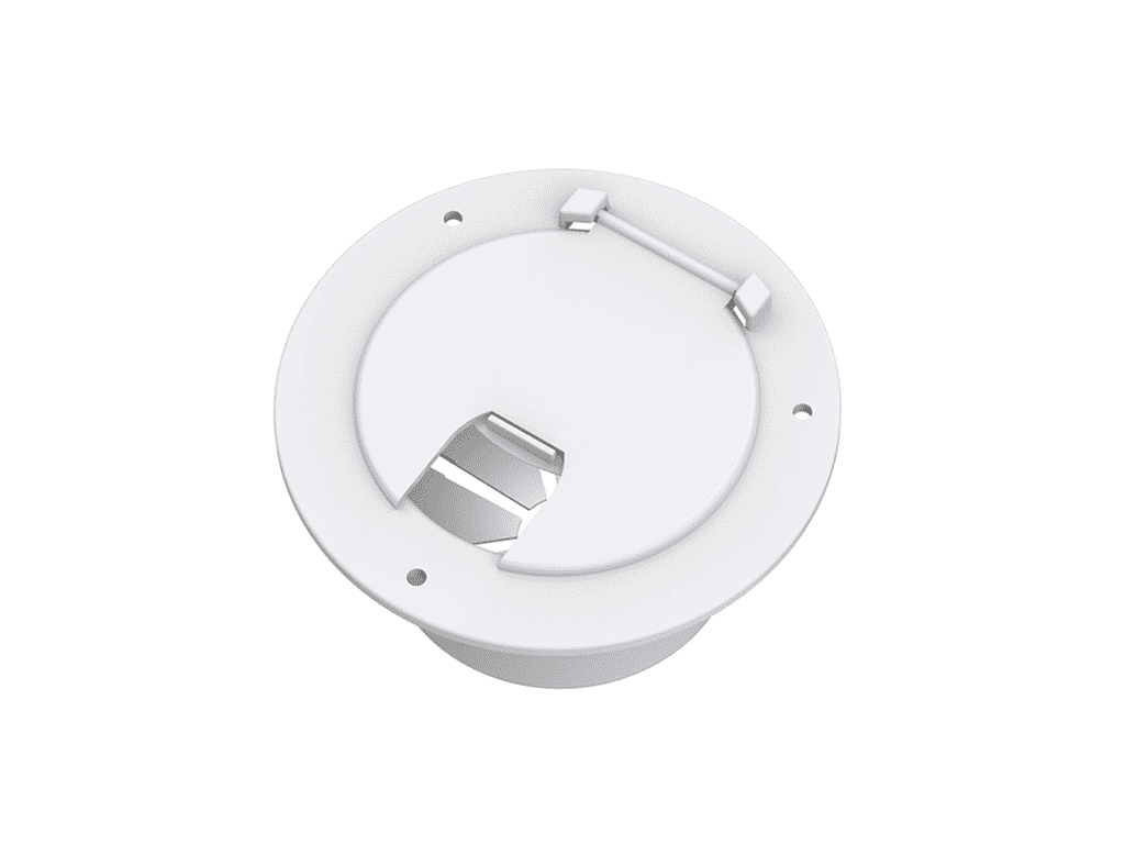 White Round Hinged Cable Hatch | SecureFix Direct
