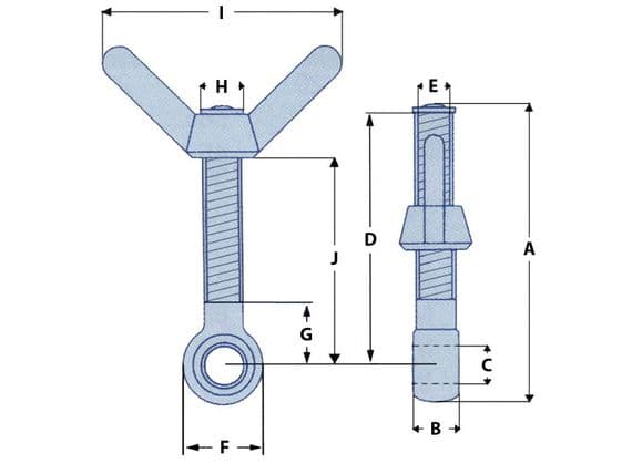 S/S Eye Bolt & Wing Nut 16MM x 100MM | SecureFix Direct