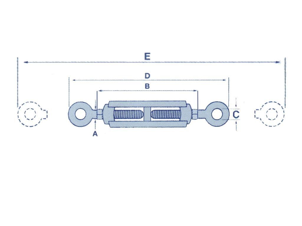 Stainless Eye and Eye Turnbuckle M16 | SecureFix Direct