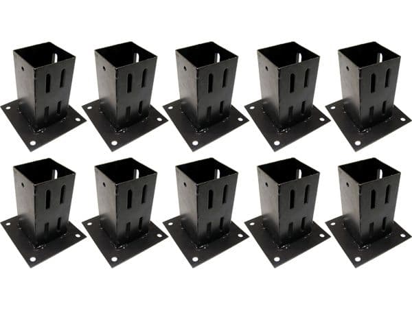 Fence Post Support Bolt Down 4" - Pack of 10 100MM Square Holder Metpost