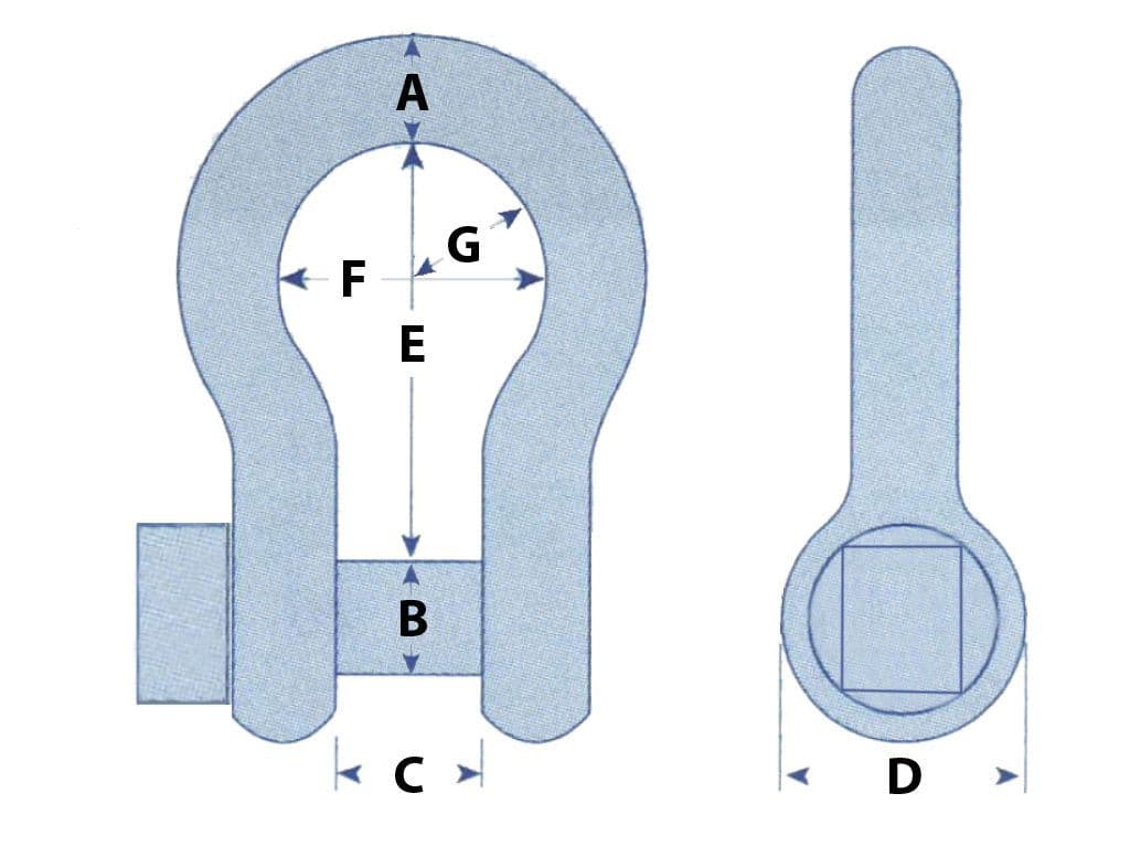Galv Bow Shackle Square Head 6.5 Ton | SecureFix Direct