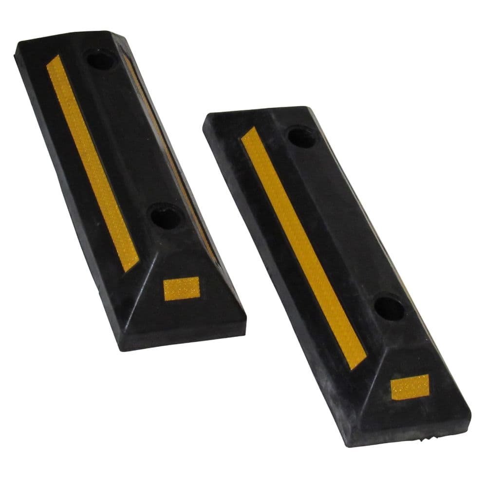 Pair of Reflective Wheel Stop Blocks | SecureFix Direct