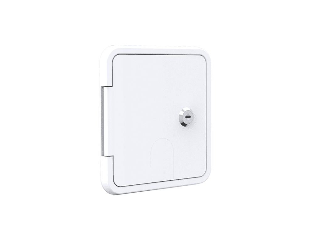 White Lockable Cable Hatch & Keys | SecureFix Direct