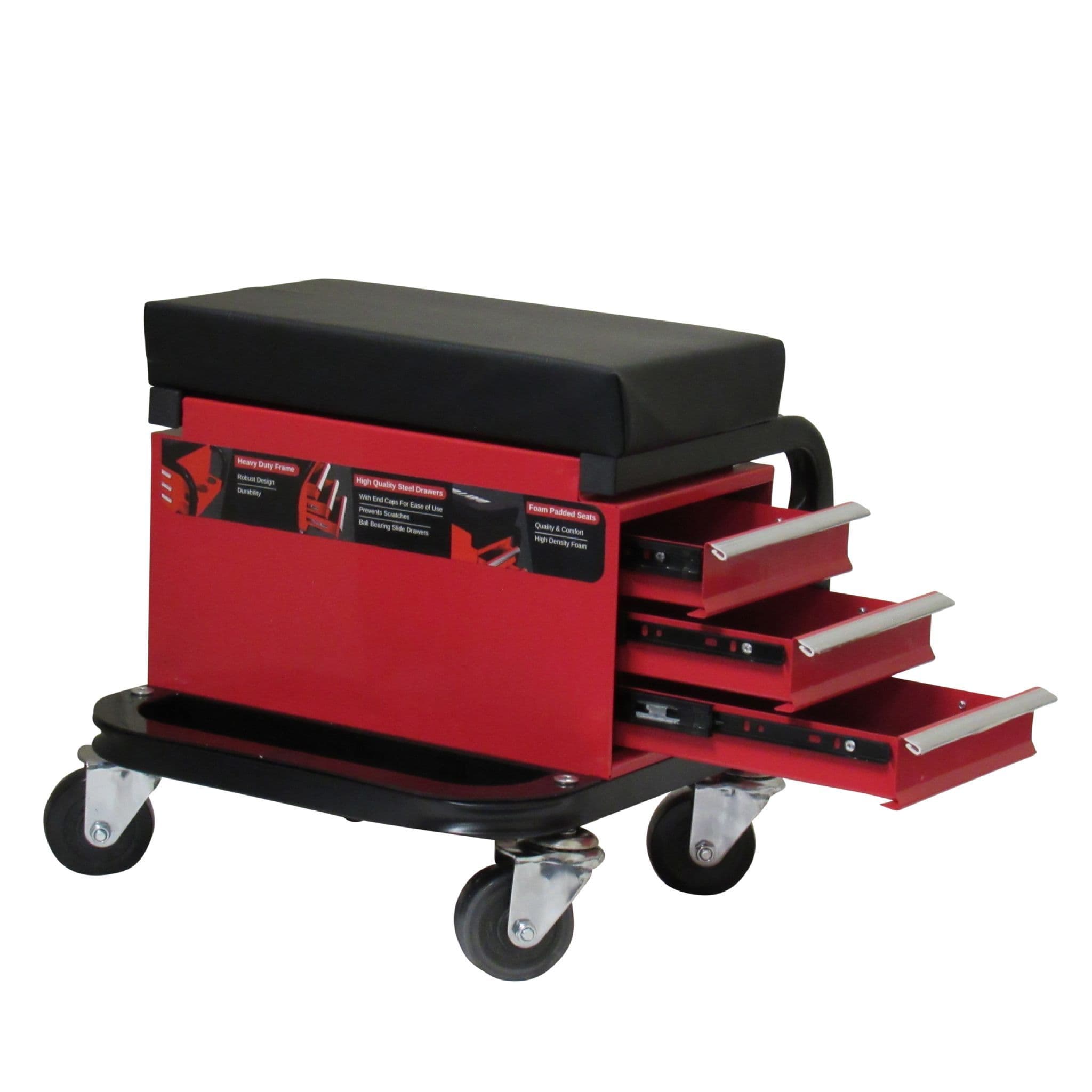 Rolling Creeper Stool With Drawers | SecureFix Direct