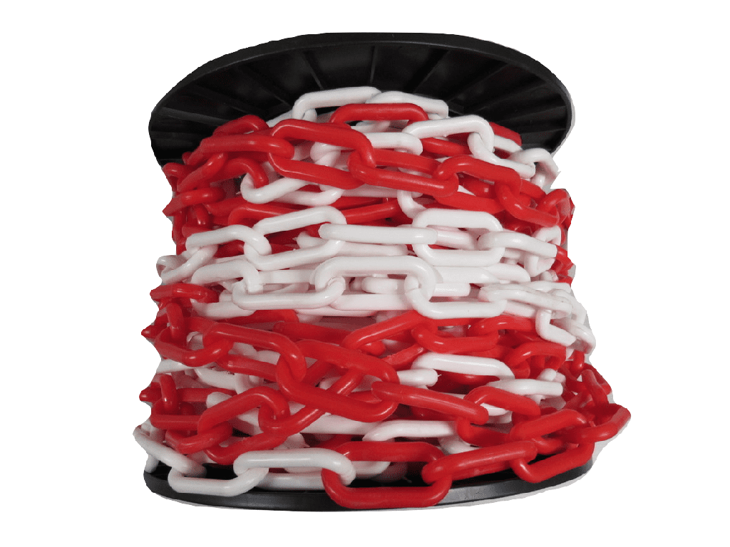 Red White Plastic Chain Links 8MM x 25M | SecureFix Direct