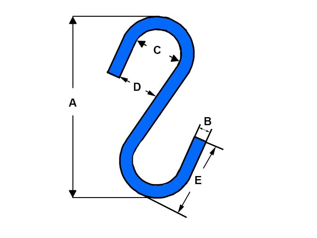 50MM x 6MM S Shaped Hooks for Hanging x10 | SecureFix Direct
