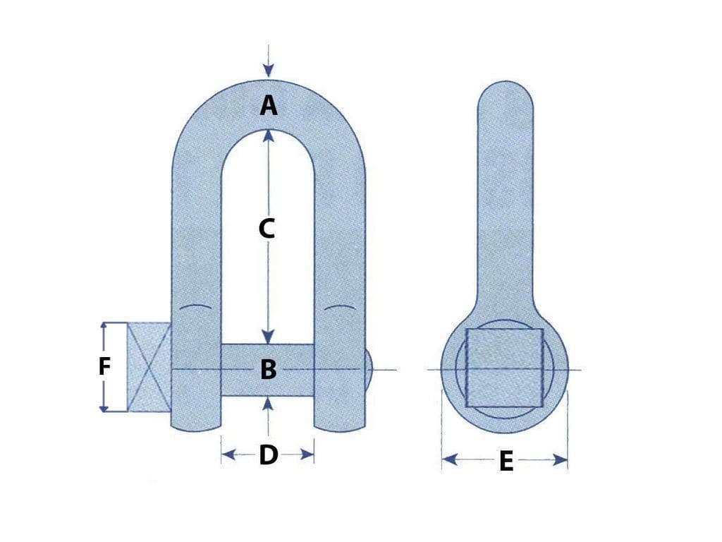 High Tensile Dee Shackle Square Head | SecureFix Direct