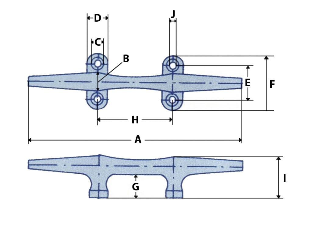 Hollow Base Cleat Stainless Steel 200MM | SecureFix Direct