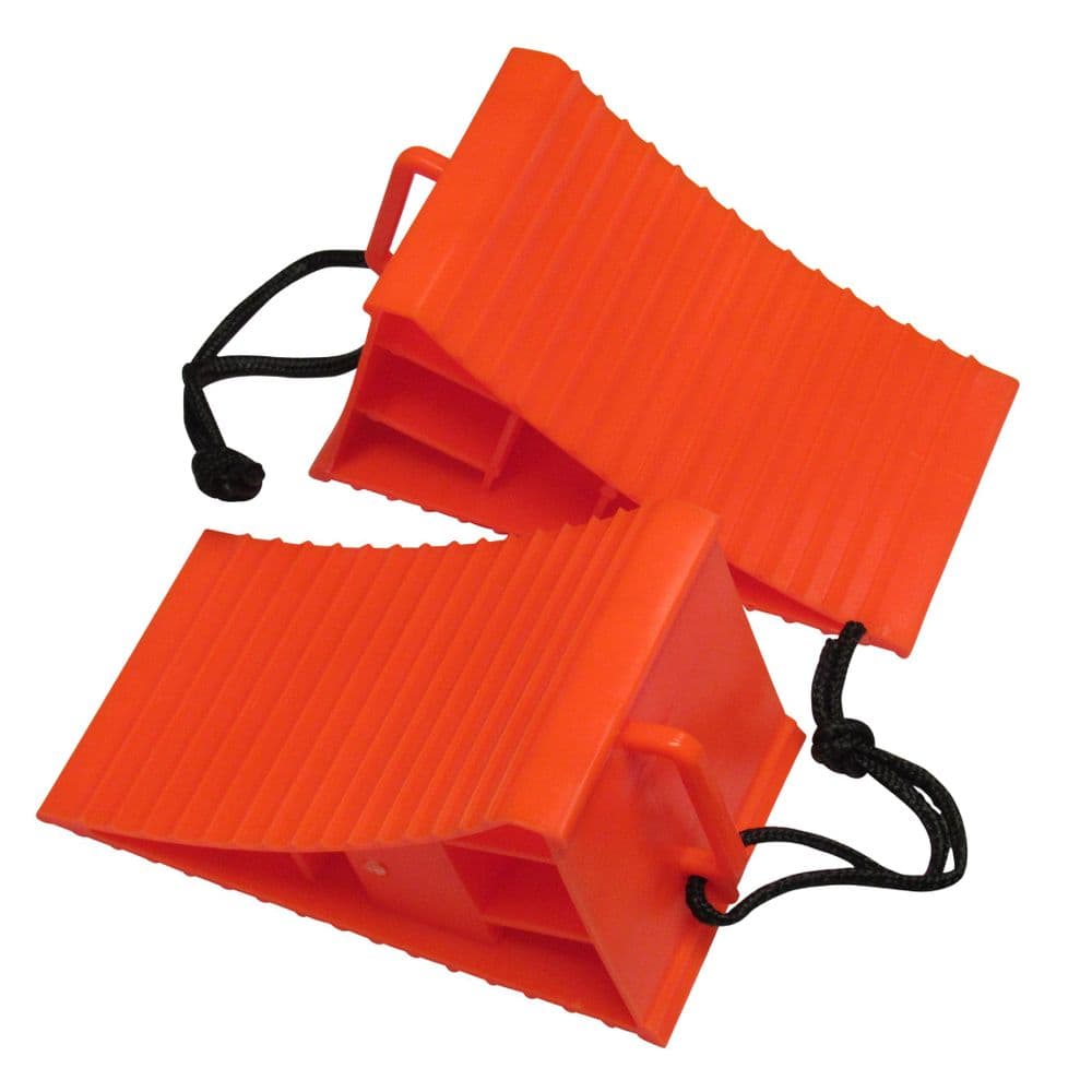Red Wheel Chocks with Handle | Securefix Direct