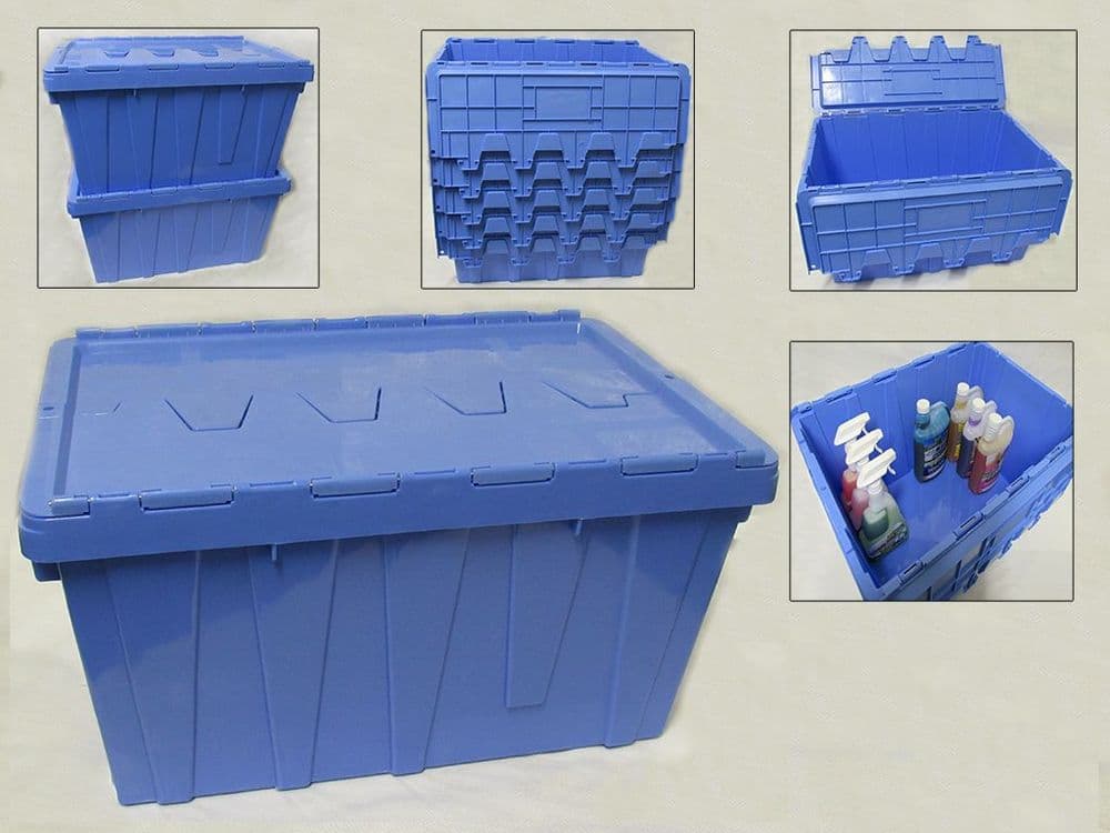 X1 60L Heavy Duty Plastic Storage Box - 600 x 400 x 320MM Fixed Lid ...