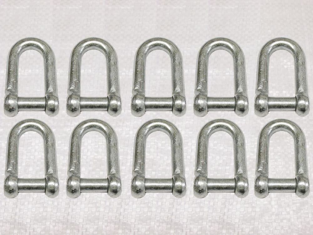 x10 10MM Galvanised Commercial Dee Shackles With Countersunk Pin ...