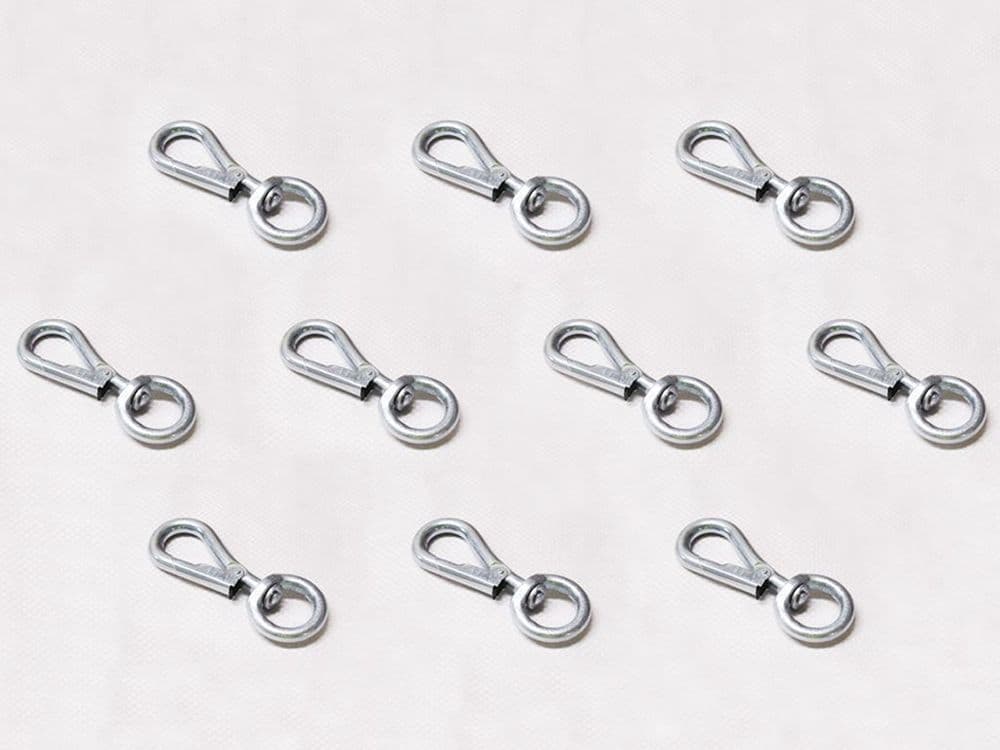 X10 3 1/2" Zinc Plated Swivel Spring Snap Hooks - Eye Gate Clip