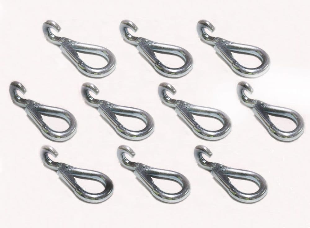 X10 3" Zinc Plated Spring Snap Hooks To Crue - Chain Grip Fixing Clip