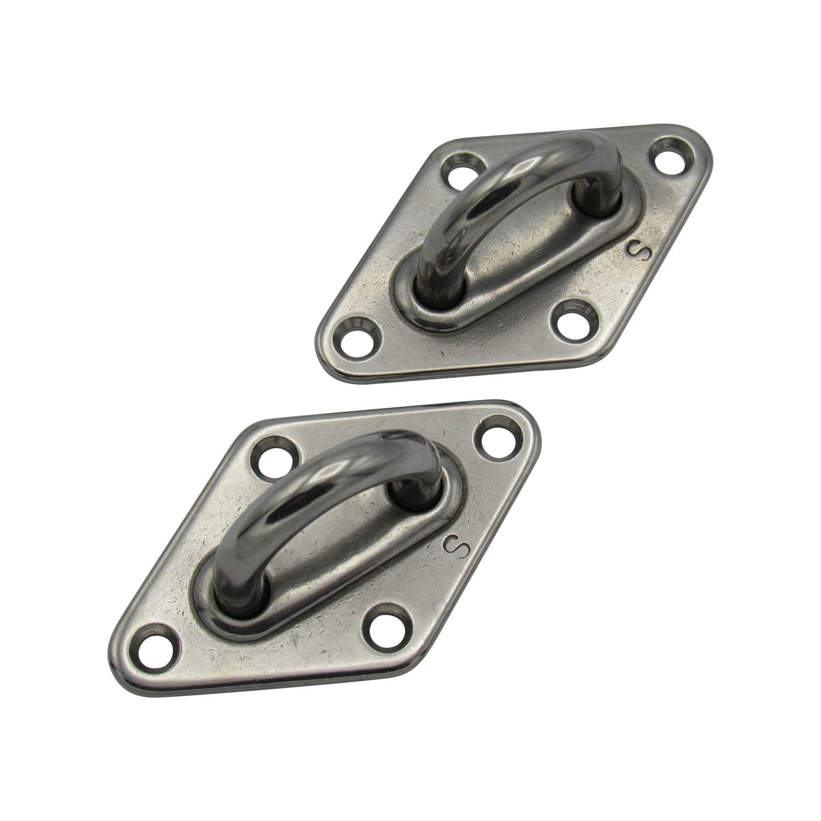 x2 5MM Stainless Steel Diamond Eyeplate - Marine Attachment Deck Eye Plate