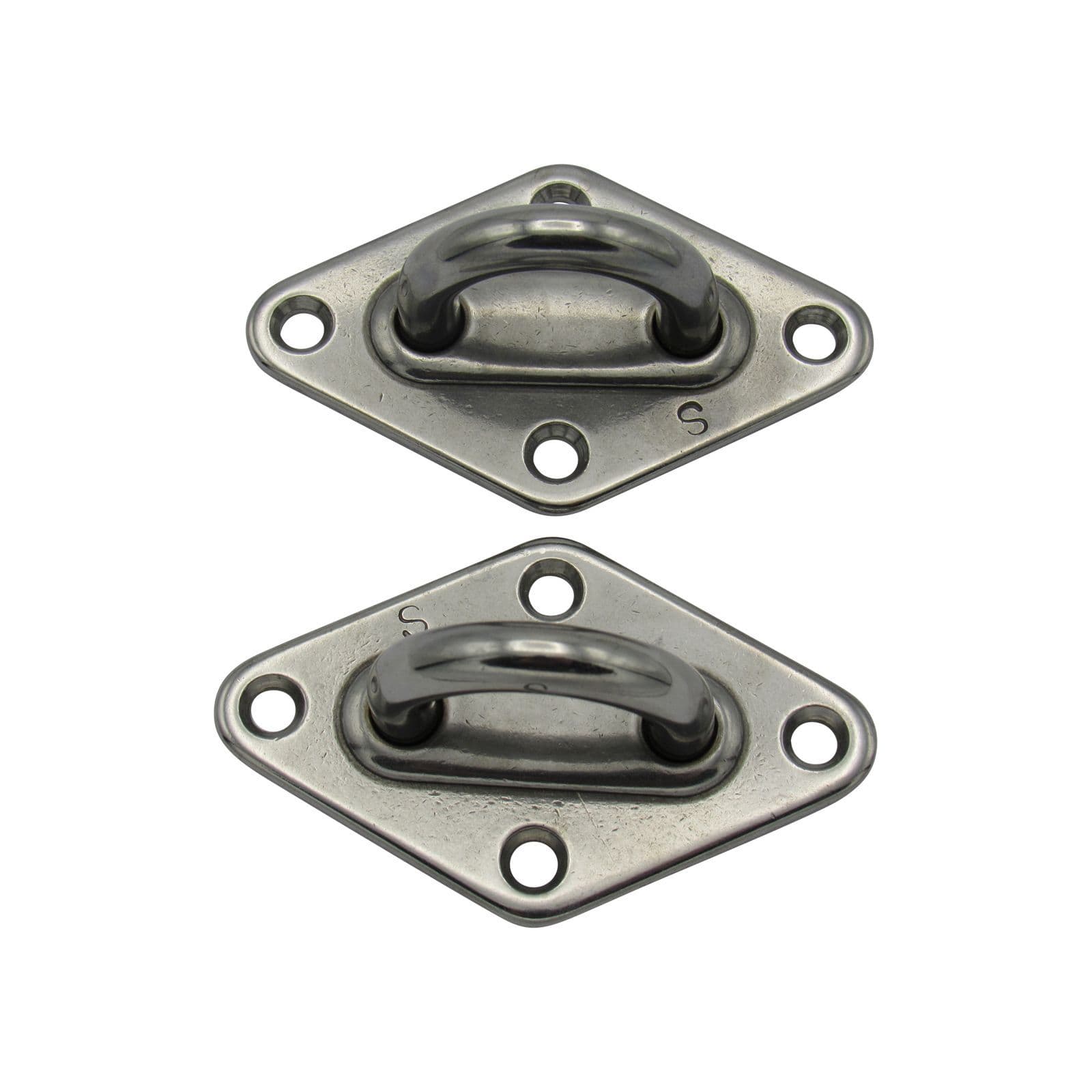 x2 6MM Stainless Steel Diamond Eyeplate - Marine Attachment Deck Eye Plate