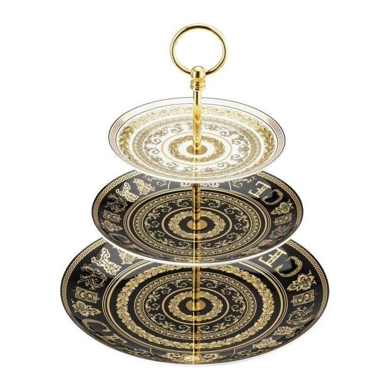 Versace Virtus Gala Black 3 Tieried Cake Stand