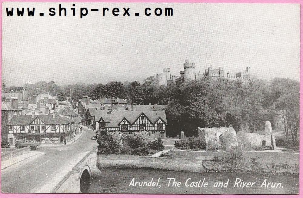 Arundel The Castle and River Arun - old postcard