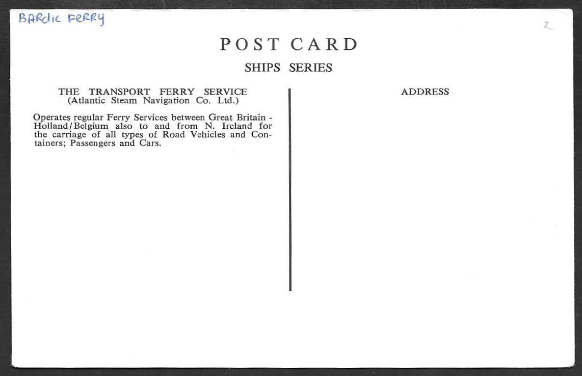 BARDIC FERRY Atlantic Steam Navigation