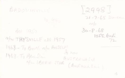 BAUDOUINVILLE 1950 Cie Maritime Belge