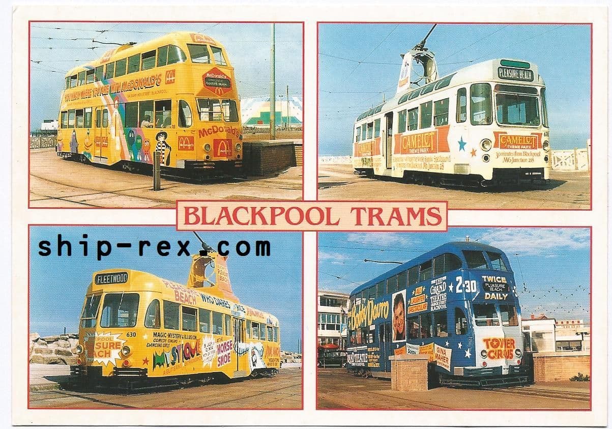 Blackpool Trams - multiview postcard