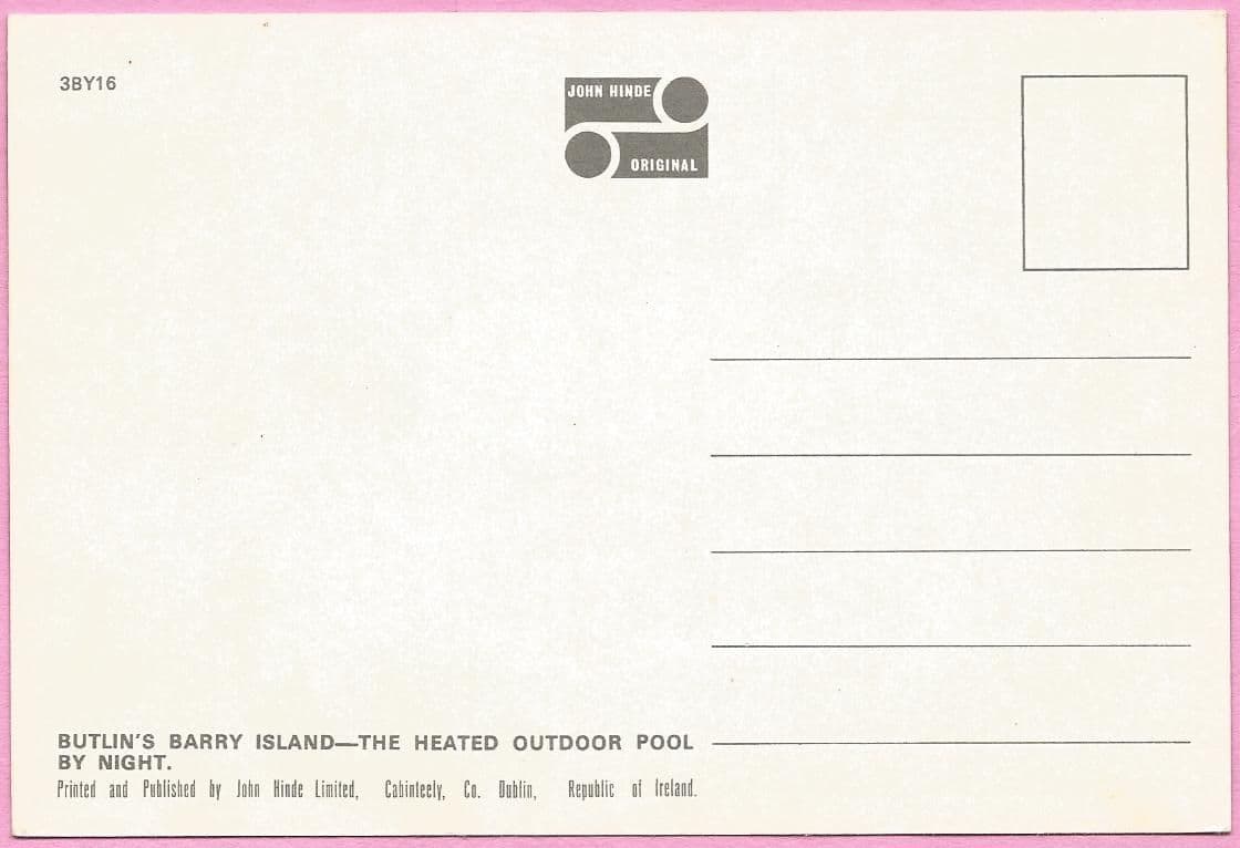 Butlins Barry Island by night - postcard