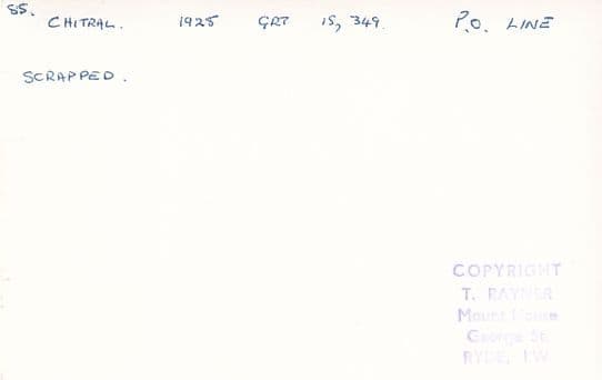 CHITRAL 1925 P&O Line c