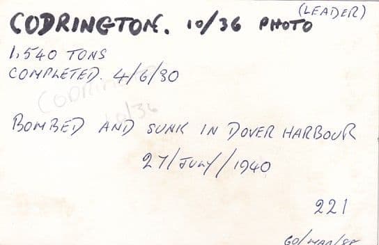 CODRINGTON 1930 Royal Navy