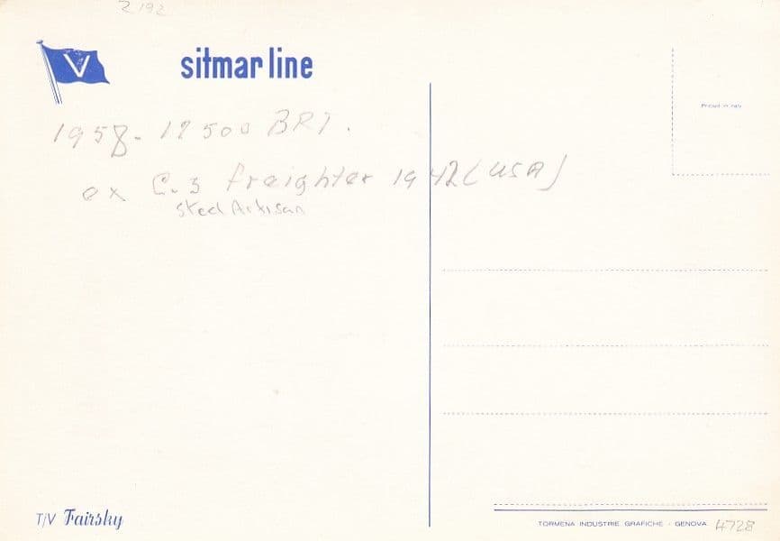FAIRSKY 1958 Sitmar Line a2