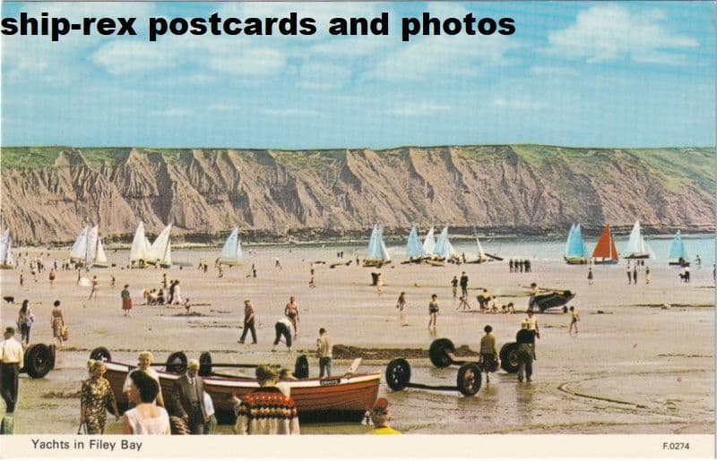 Filey Yorkshire yachts in the bay postcard