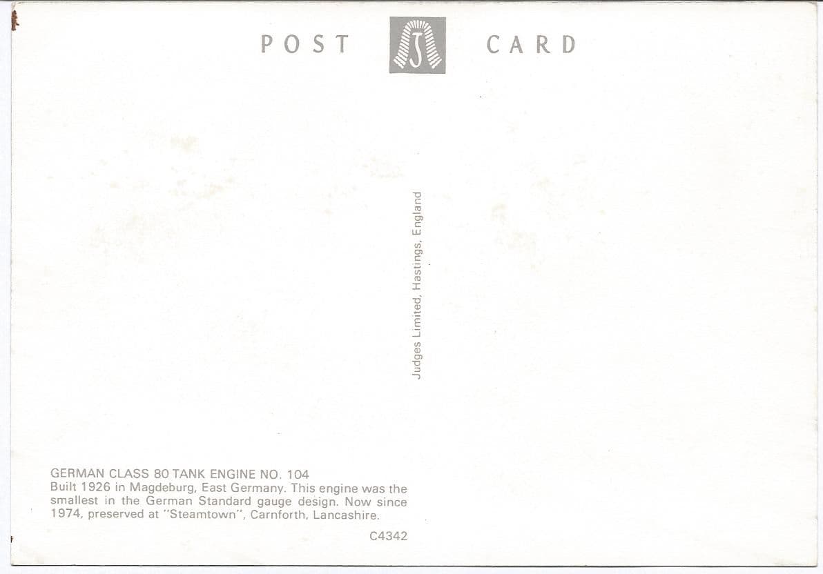 German Class 80 Tank Engine - postcard