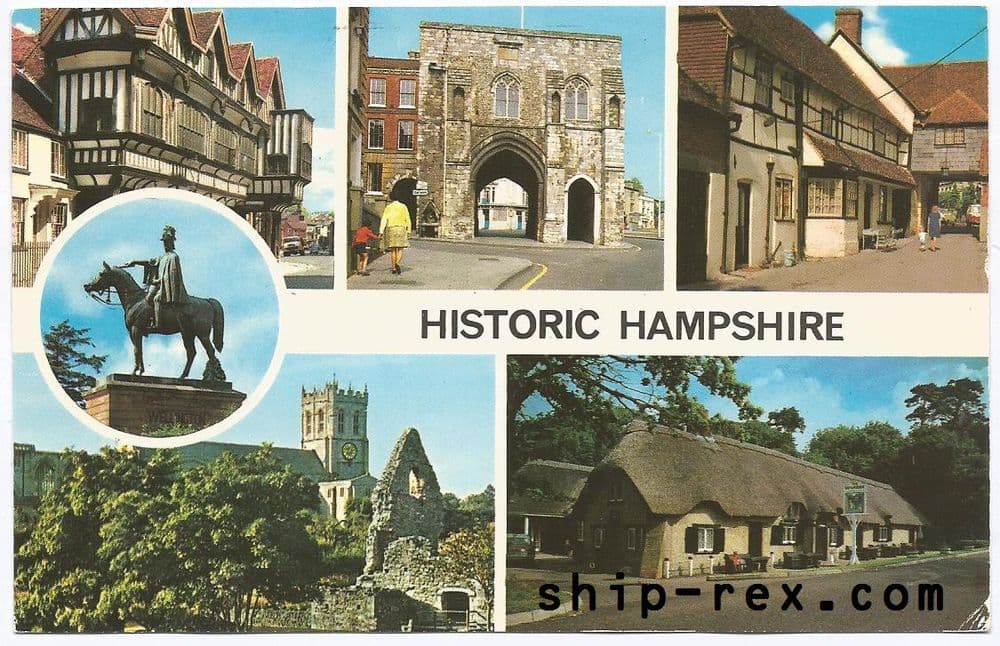 Historic Hampshire multi-view postcard a