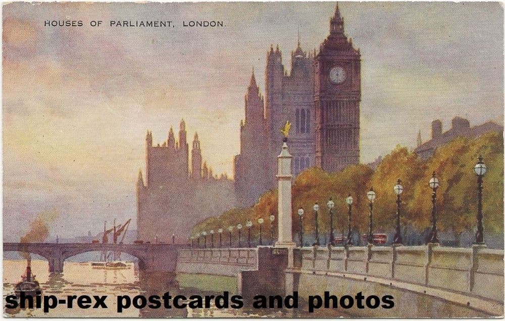 Houses Of Parliament art postcard