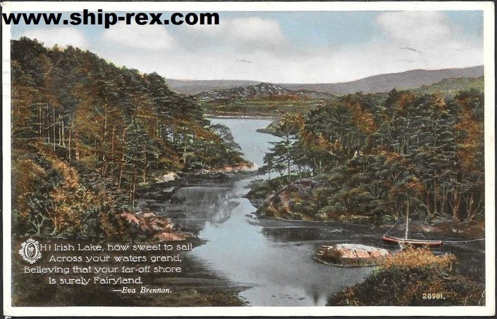 Irish Lake and Eva Brennan poem extract - 1963 Valentine s postcard