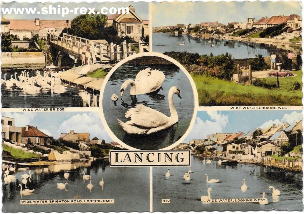Lancing Wide Water - 1961 multiview postcard
