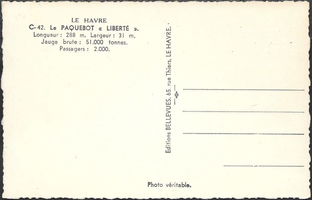 LIBERTE 1950b CGT/French Line c