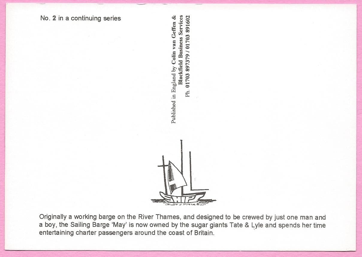 MAY sailing barge postcard